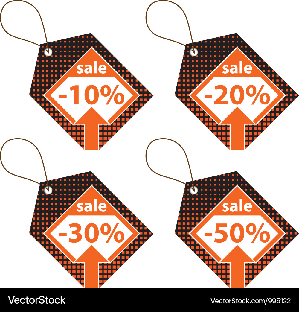 Set of orange discount labels Royalty Free Vector Image