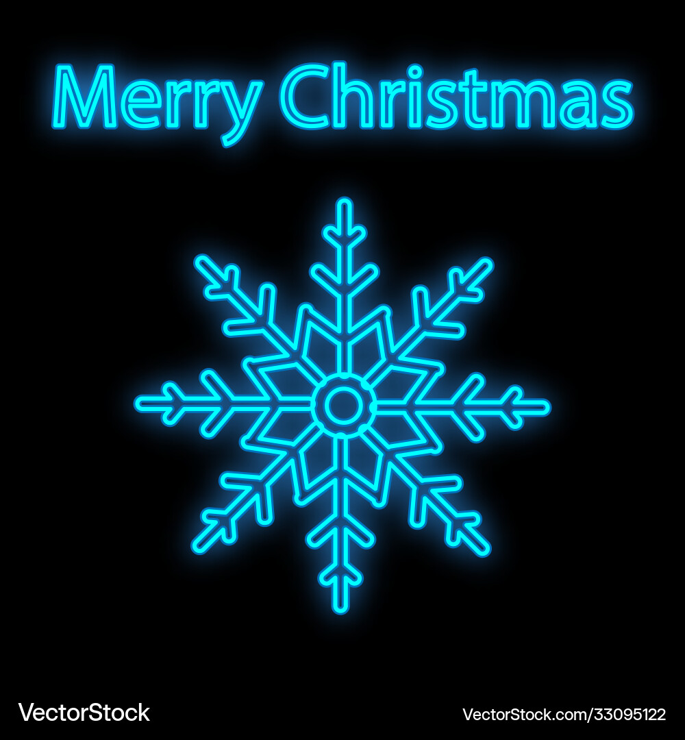 Snowflake neon sign luminous signboard Royalty Free Vector
