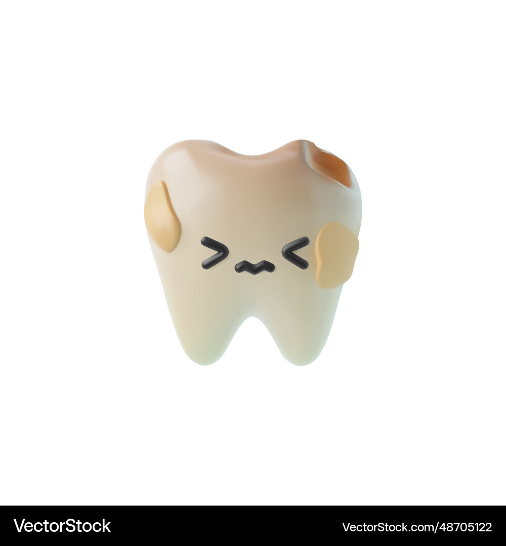 Unhealthy rotten tooth with plaster rendered Vector Image