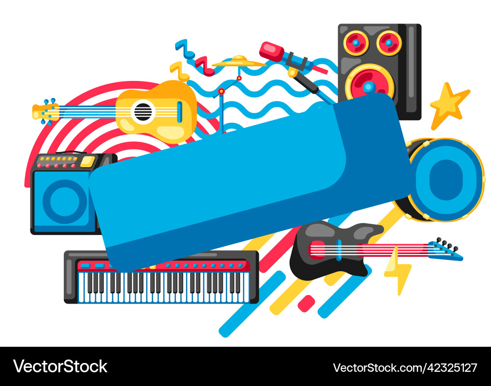 Background with musical instruments music party Vector Image