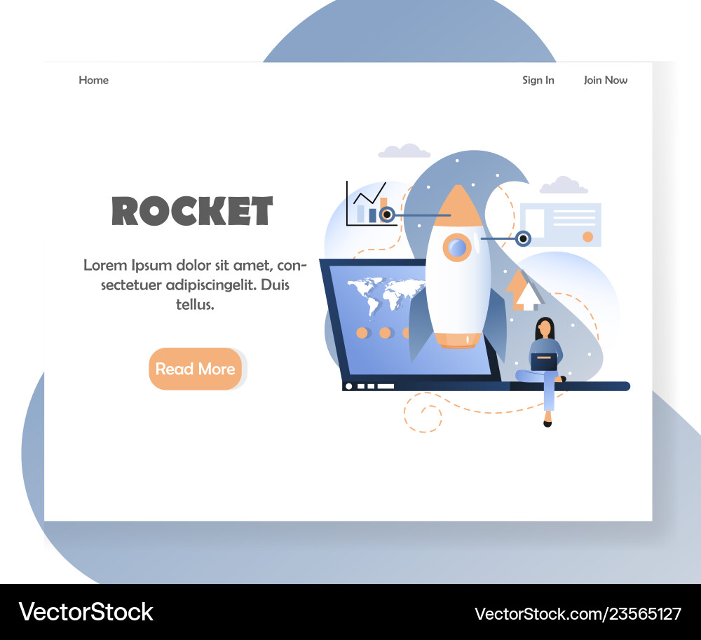 Business rocket website landing page design Vector Image