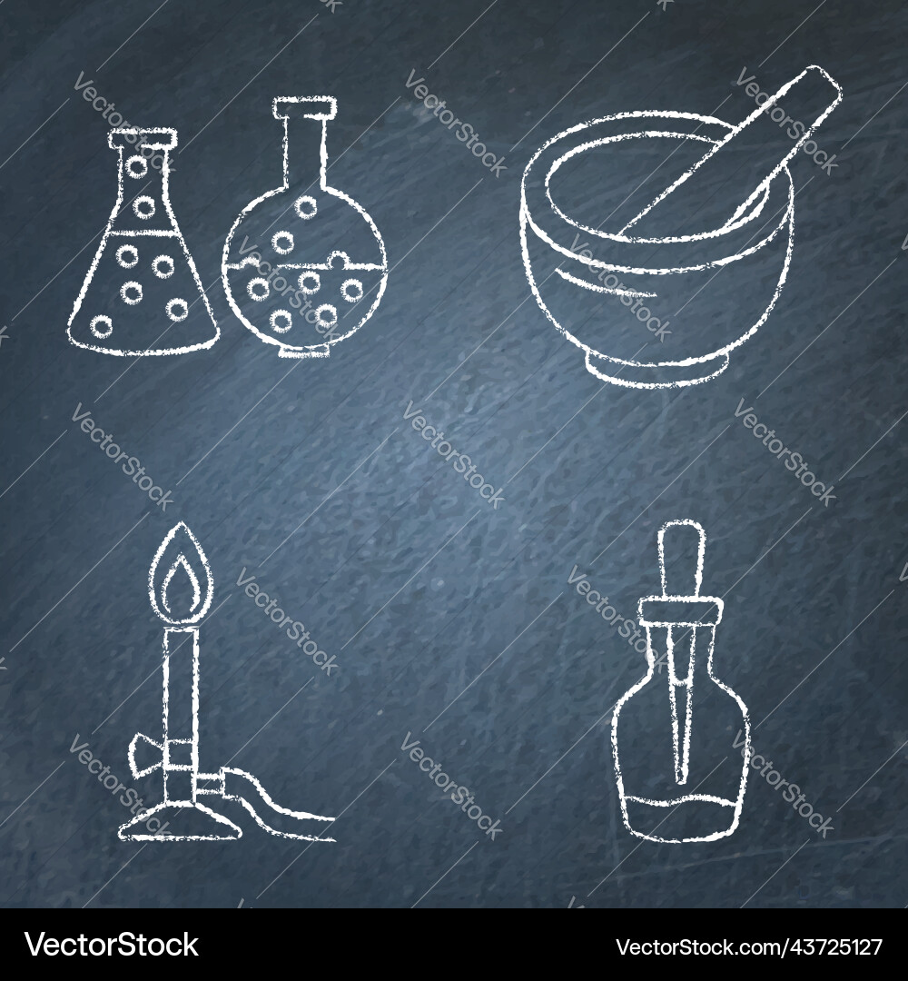 Chemistry science icon set on chalkboard Vector Image