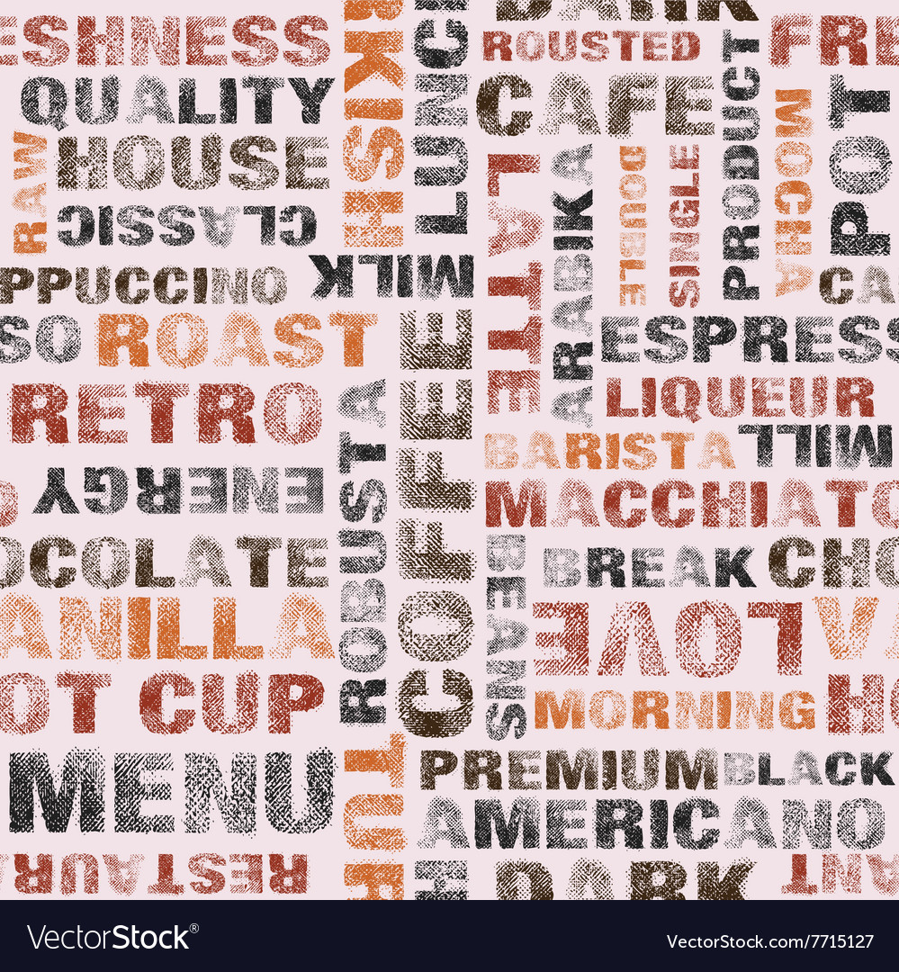 Coffee words pattern Royalty Free Vector Image