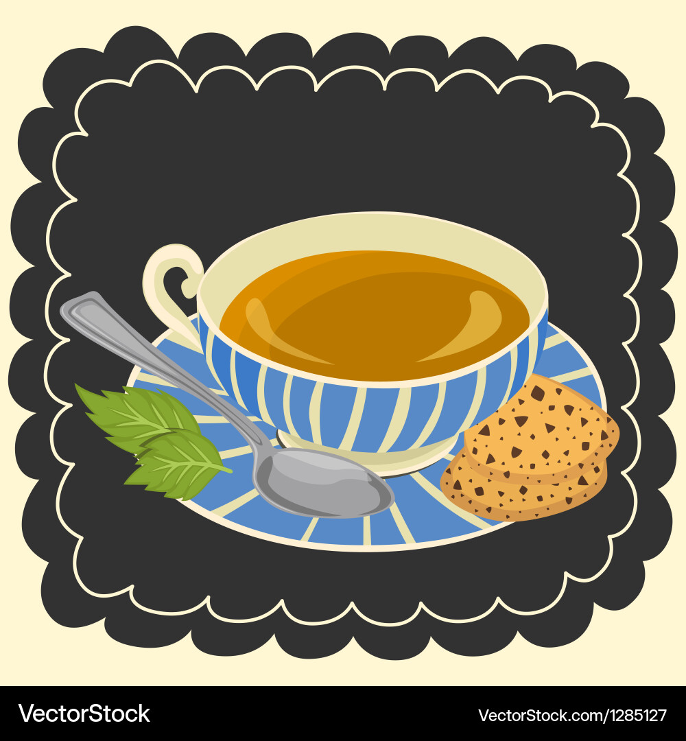 Cup of tea and cookie Royalty Free Vector Image