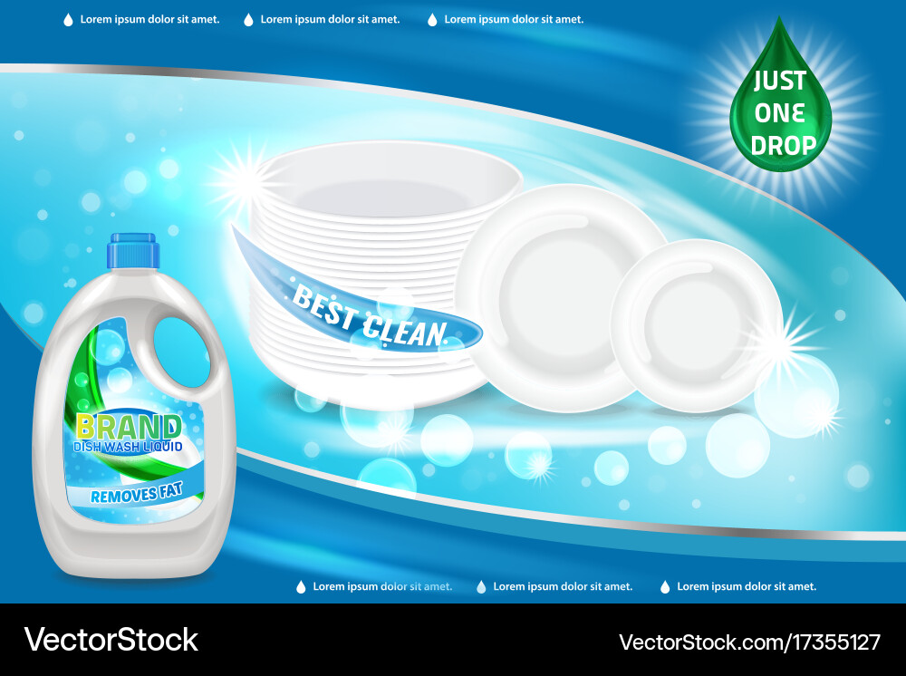 Dishwashing liquid products ad 3d Royalty Free Vector Image