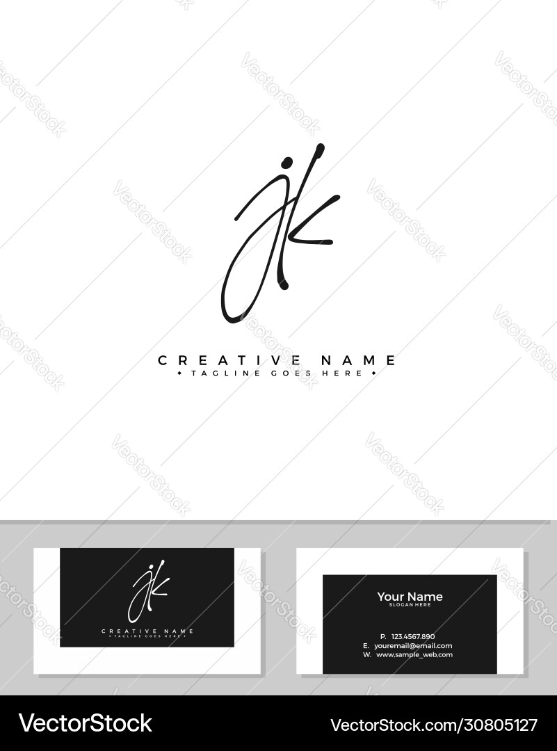 J k jk initial logo signature handwriting Vector Image