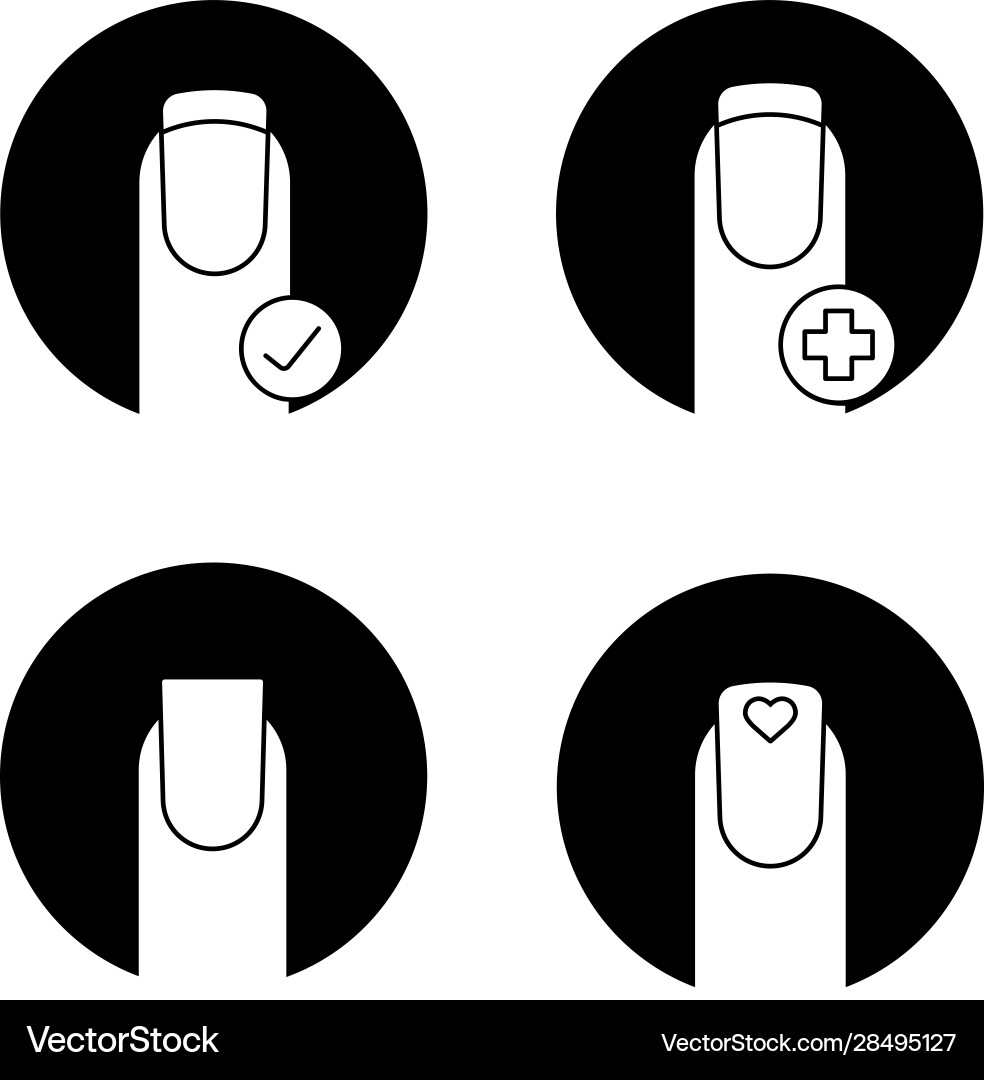 Manicure glyph icons set Royalty Free Vector Image