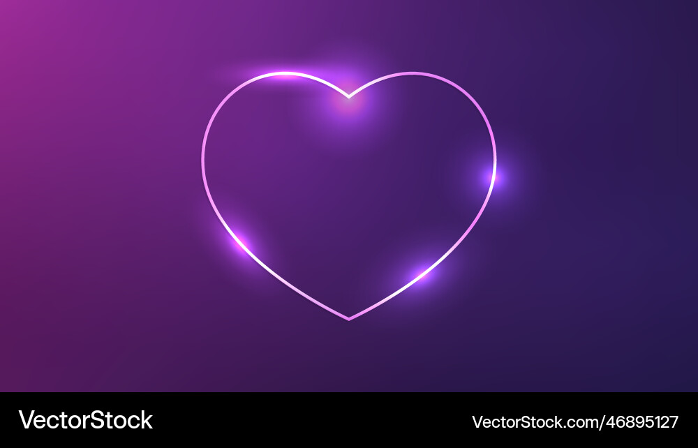 Neon frame in heart form with shining effects Vector Image