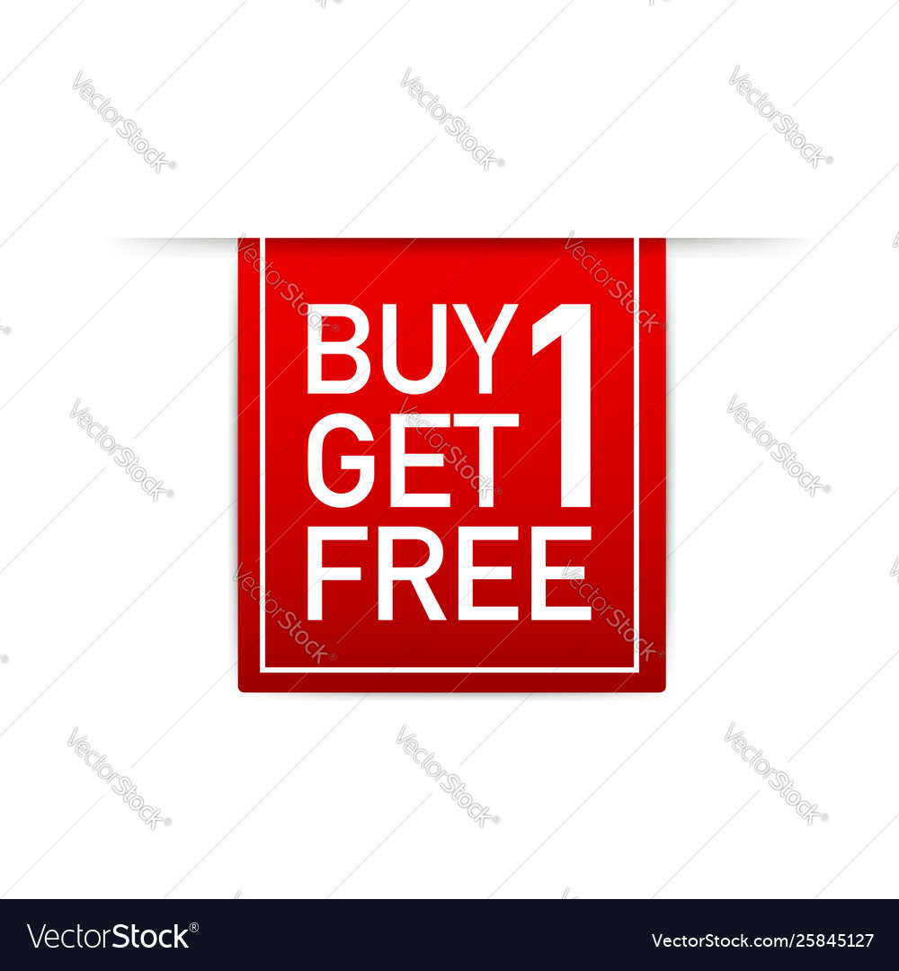 Red ribbon buy 1 get free sale tag banner Vector Image