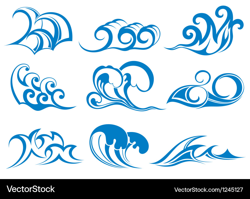 Set of wave symbols for design Royalty Free Vector Image