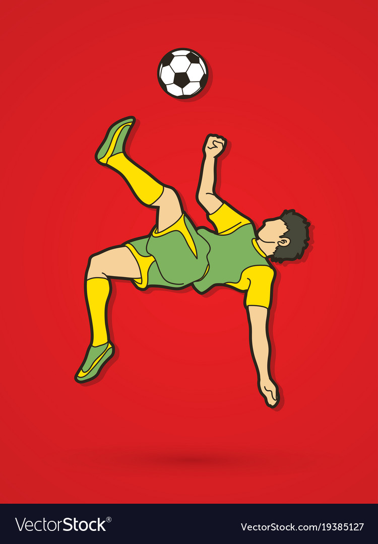 Soccer player somersault kick overhead Royalty Free Vector