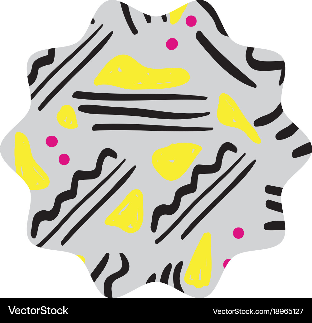 Star with geometric memphis figure background Vector Image