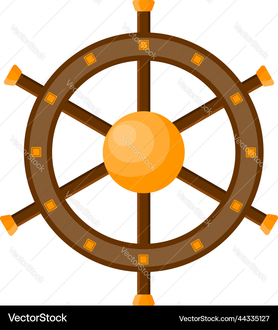 Wooden ship wheel on a white background Royalty Free Vector