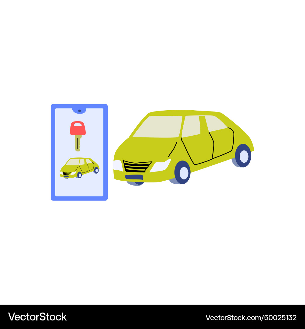 Automobile vehicle and mobille app with auto Vector Image