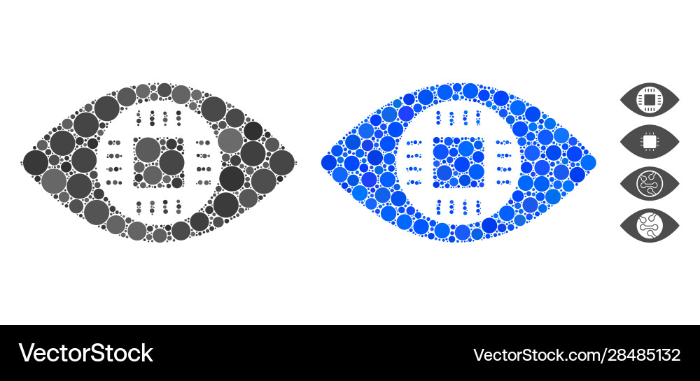 Chip eye lens composition icon circles Royalty Free Vector
