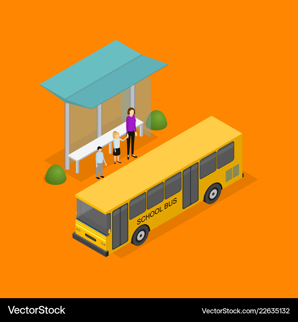 City public transport 3d isometric view Royalty Free Vector