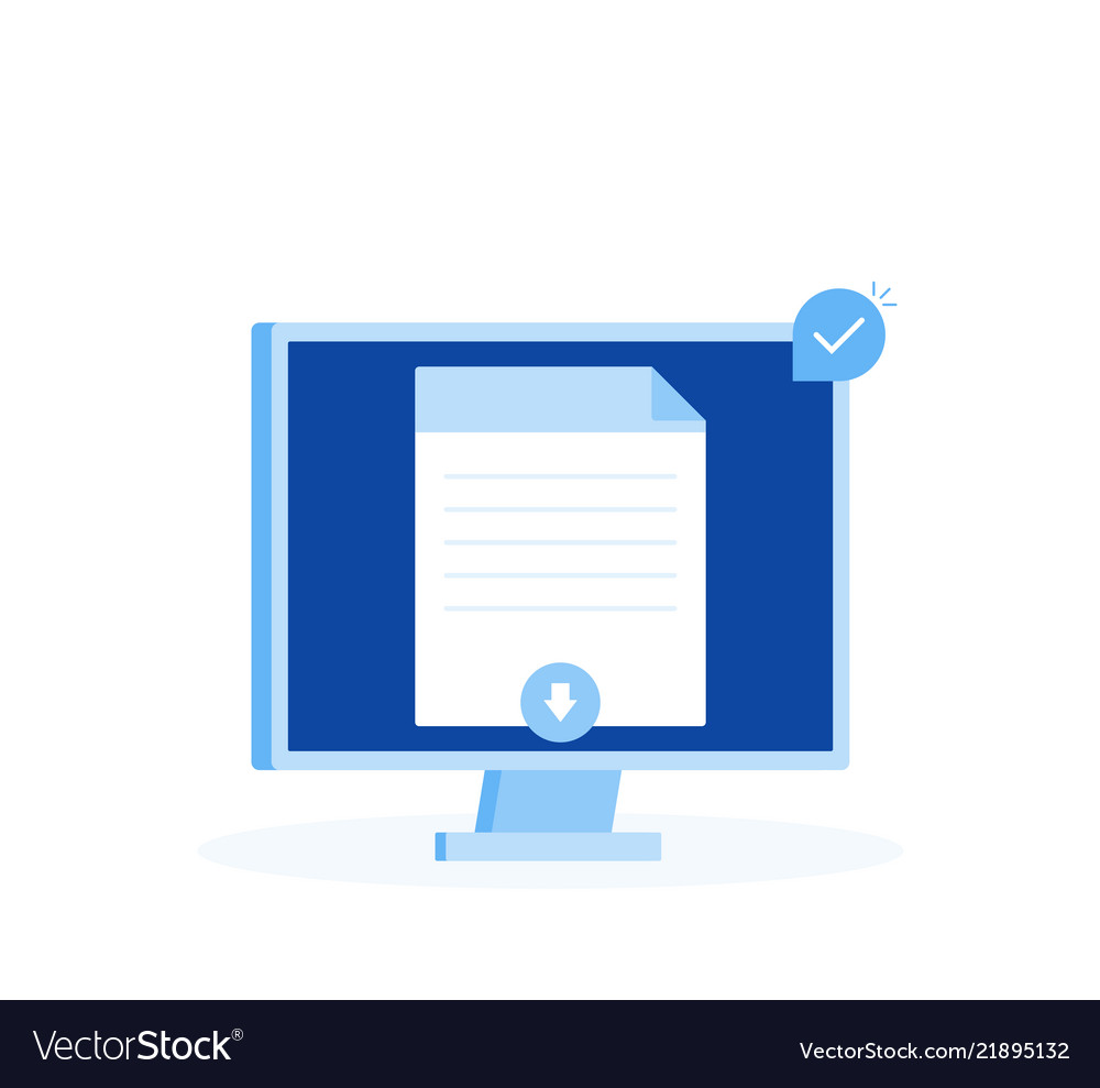 Document download button on computer screen Vector Image