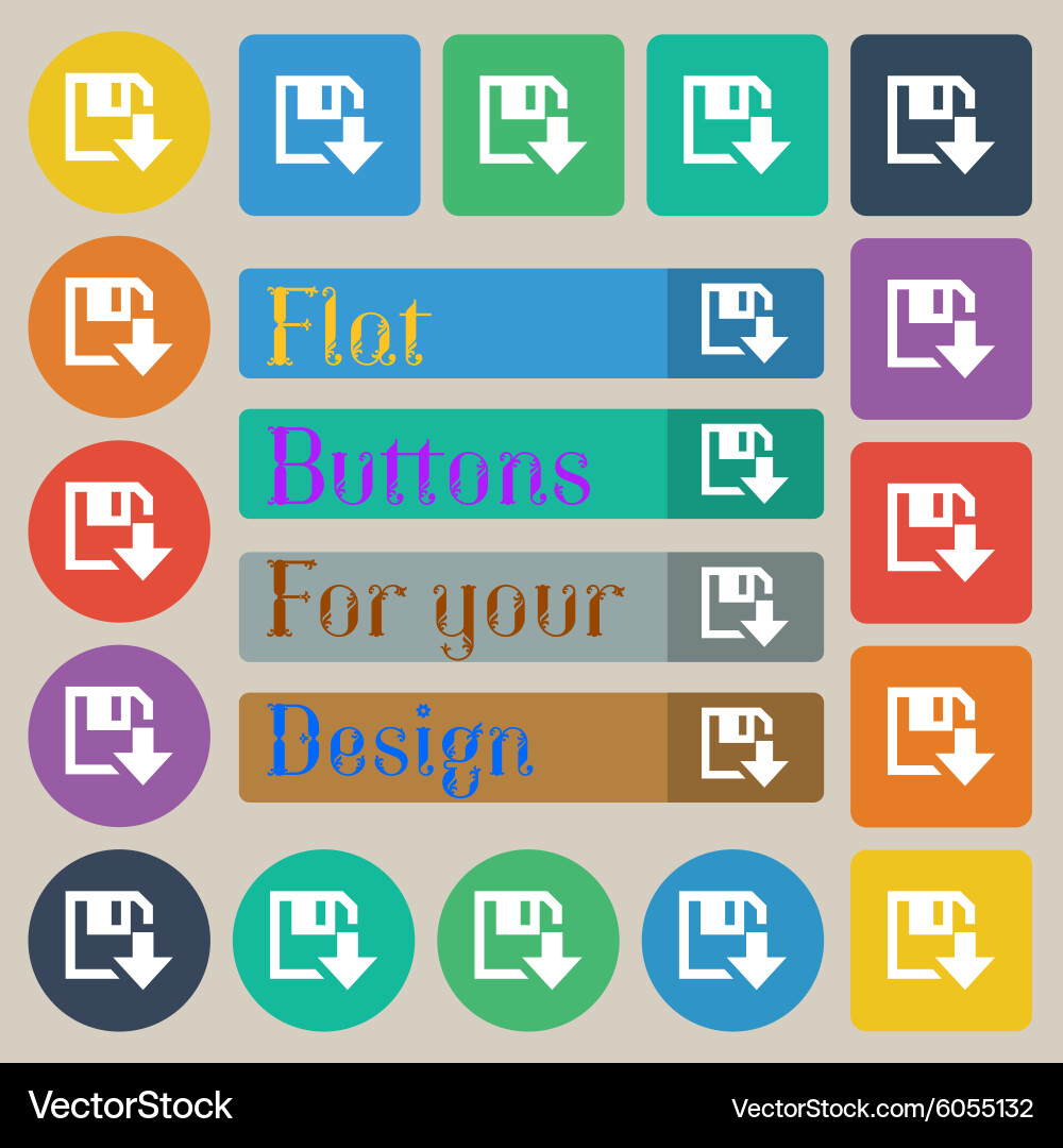 Floppy icon flat modern design set of twenty Vector Image
