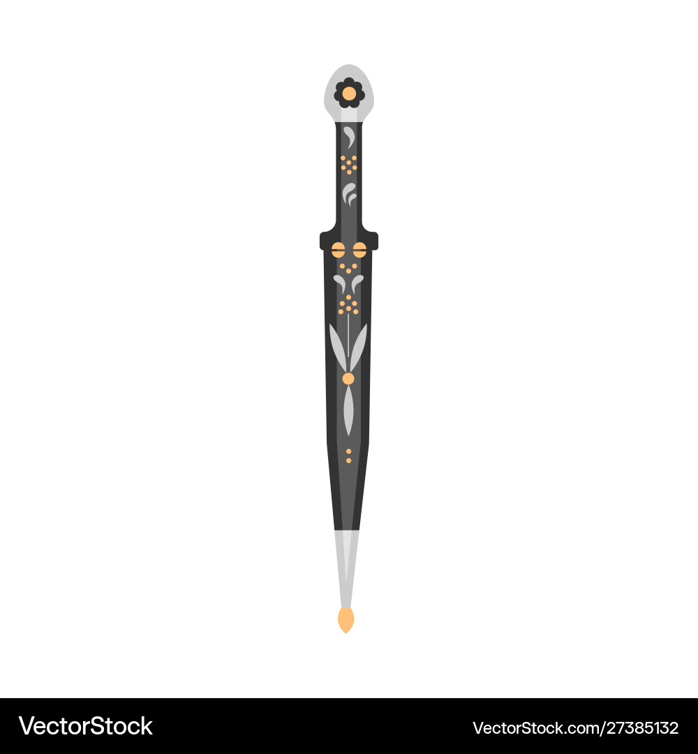 Georgian dagger and case with gold ornament Vector Image