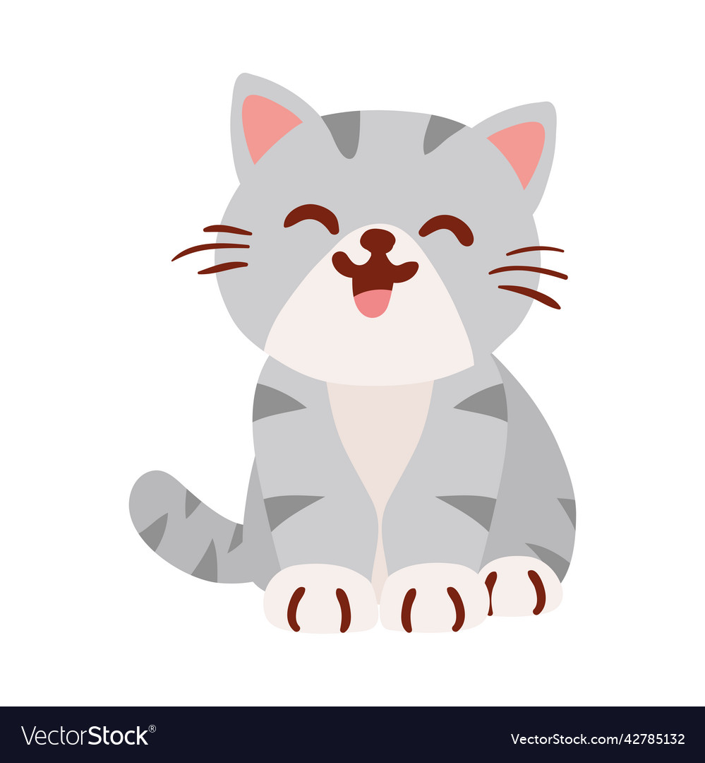 Gray cute cat Royalty Free Vector Image - VectorStock
