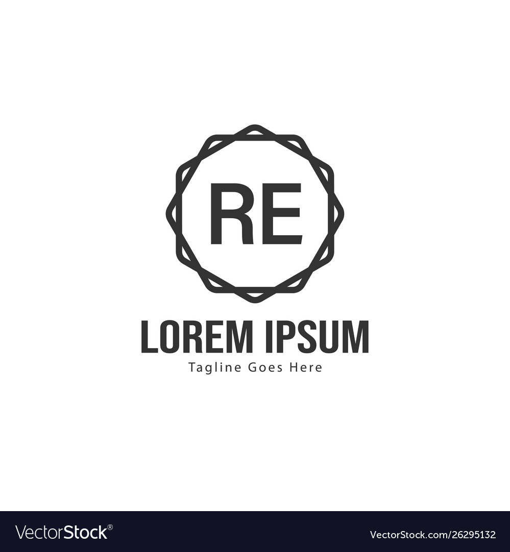 Initial re logo template with modern frame Vector Image