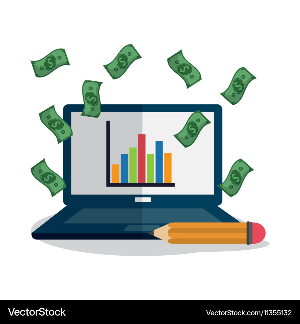 Laptop and digital marketing design Royalty Free Vector