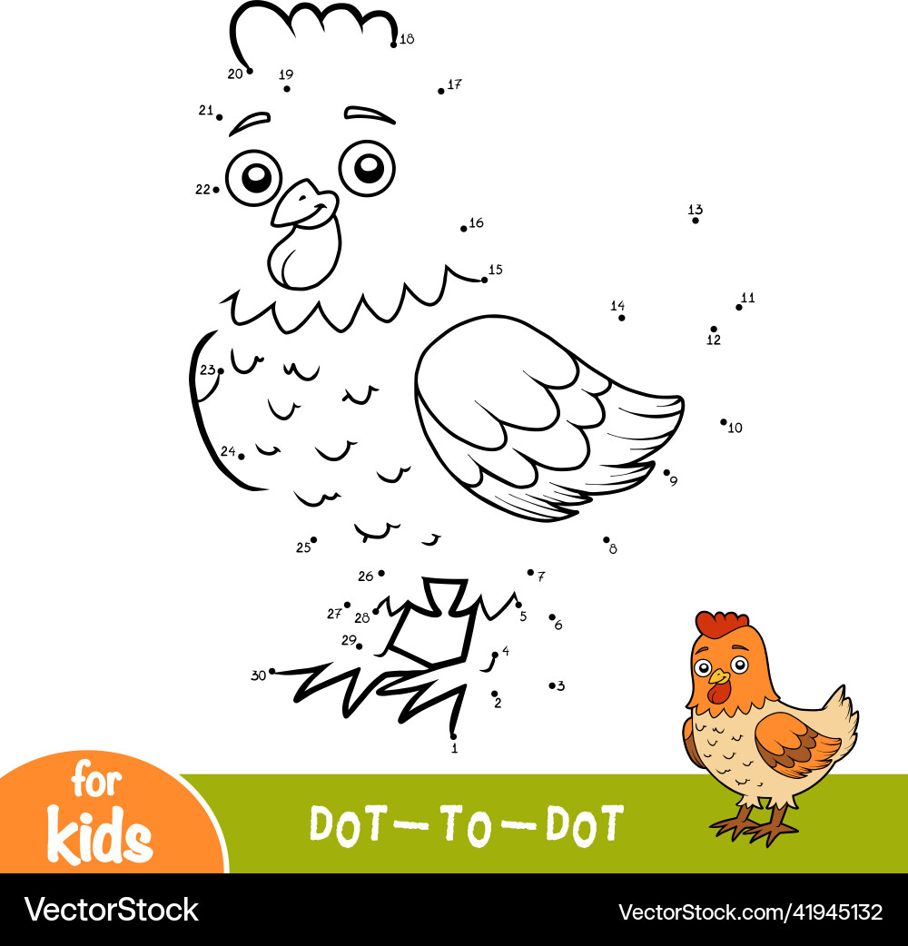 Numbers game dot to for children chicken Vector Image