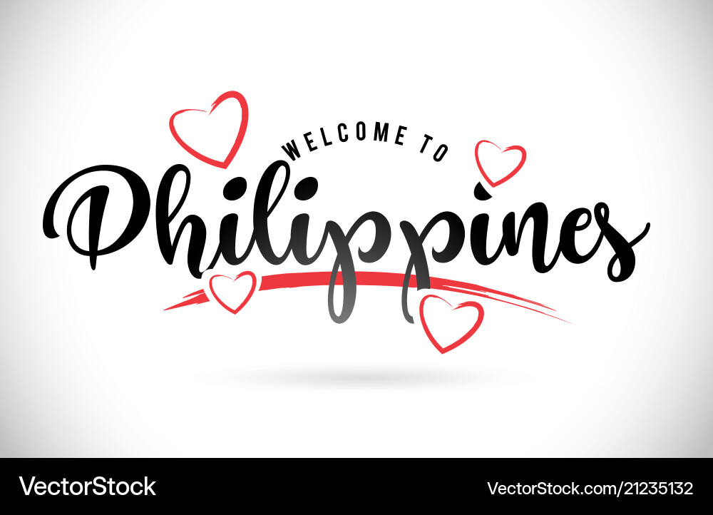 Philippines welcome to word text with handwritten Vector Image