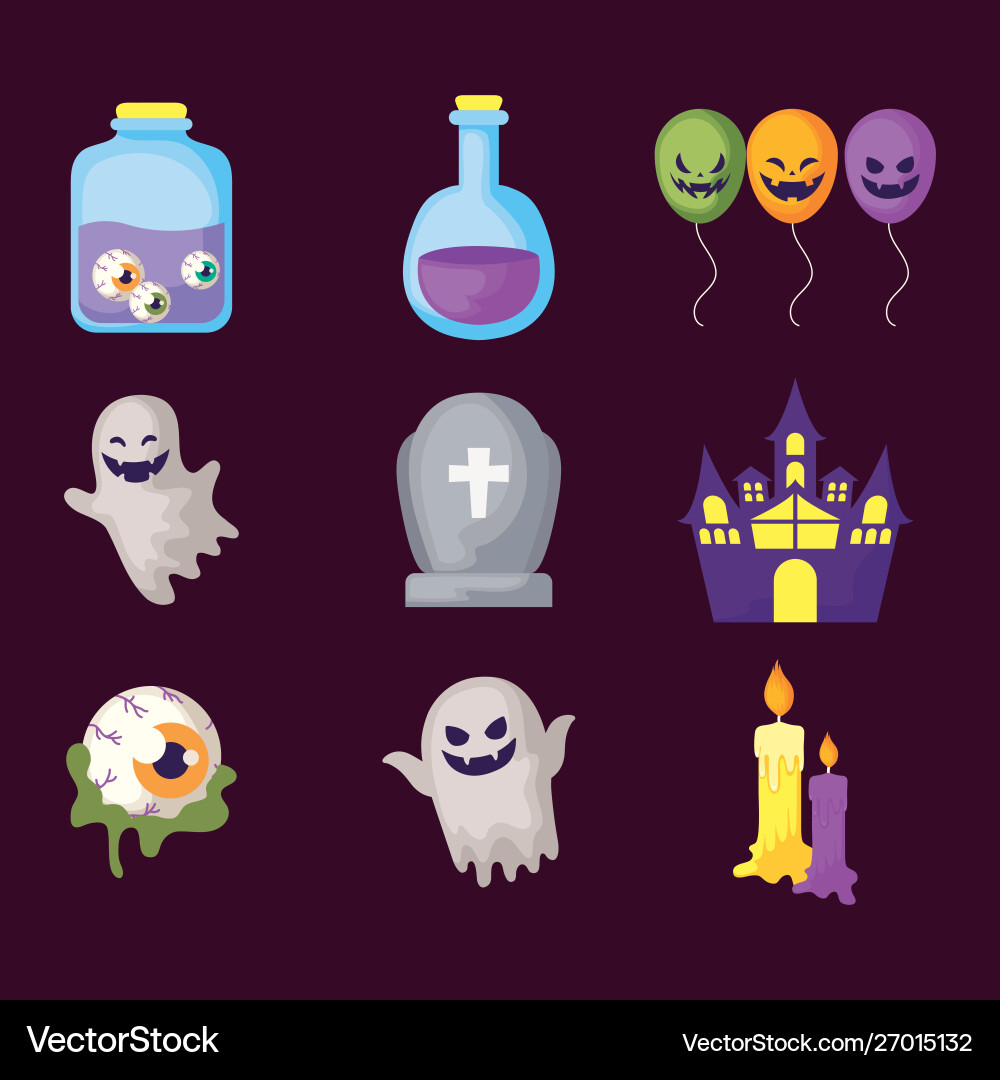 Set icos mysteries halloween Royalty Free Vector Image
