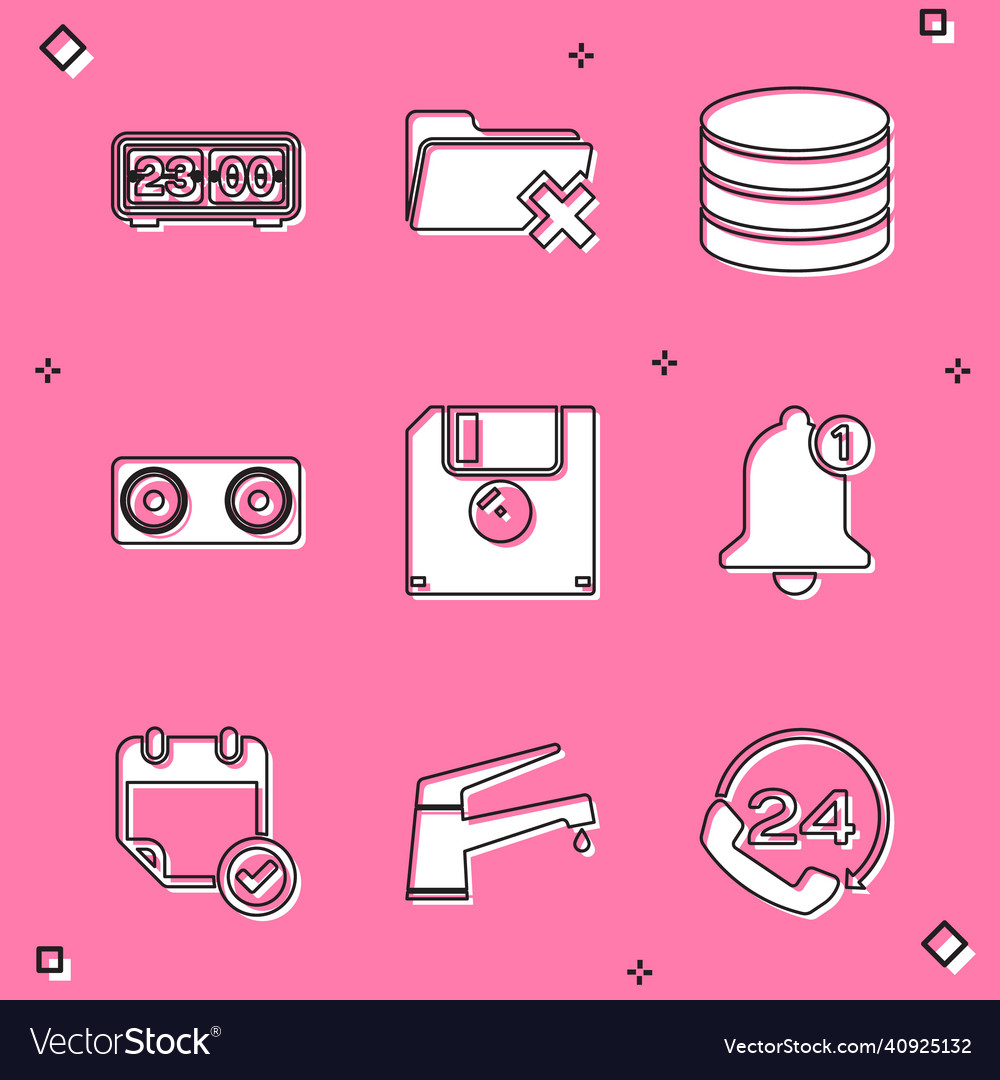 Set retro flip clock delete folder database Vector Image