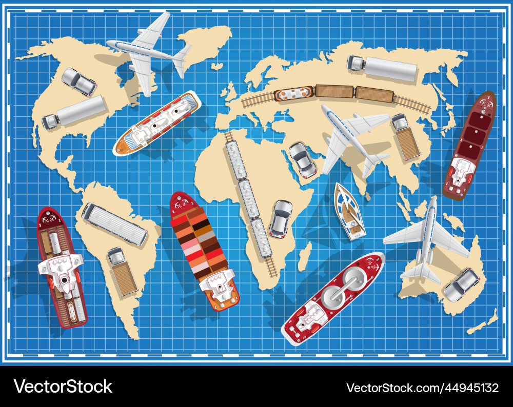 Transport on the map Royalty Free Vector Image