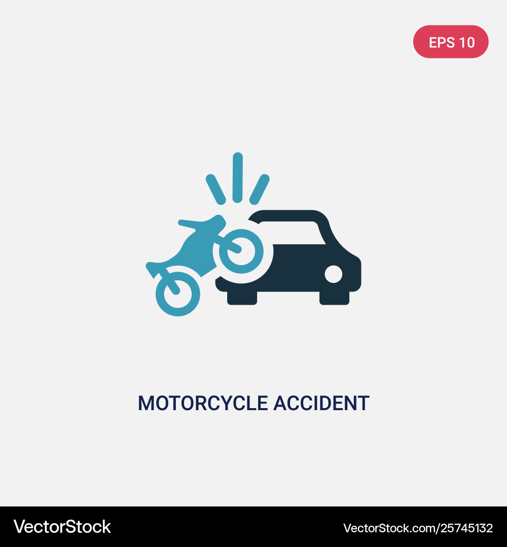 Two color motorcycle accident icon from insurance Vector Image