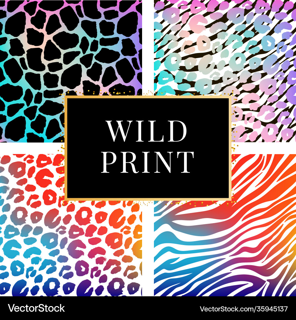 A collection four different animal wild print Vector Image