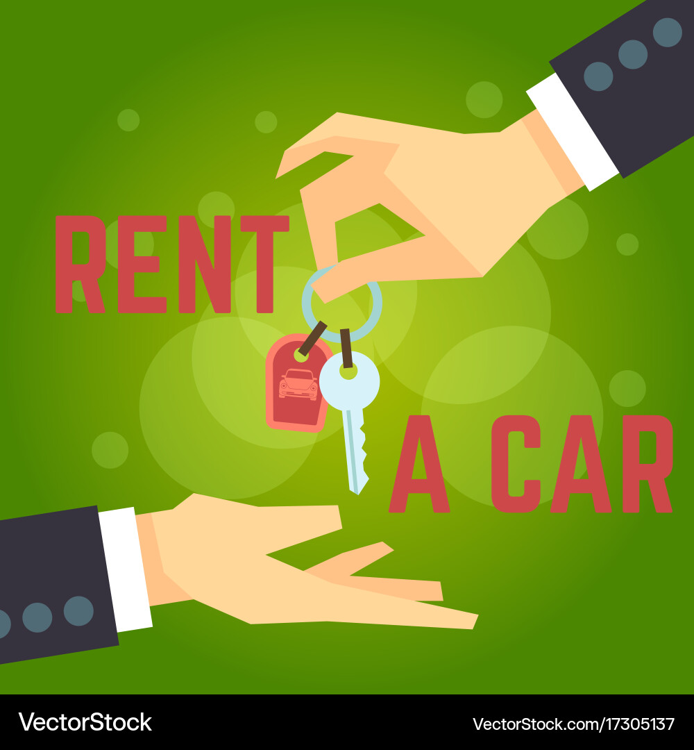 Car rent hand holding key Royalty Free Vector Image