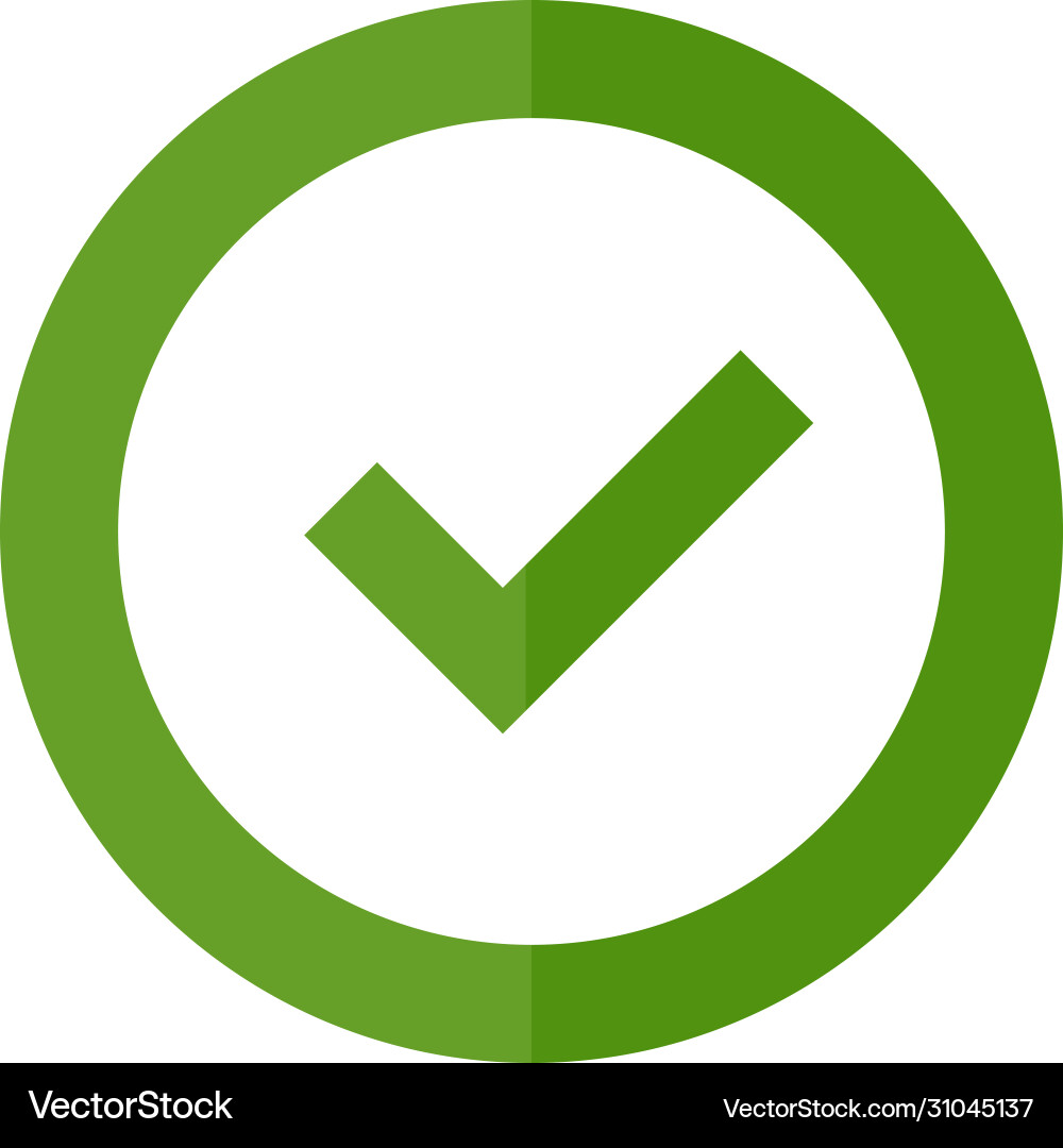 Checkmark in a circle in flat style on a white Vector Image