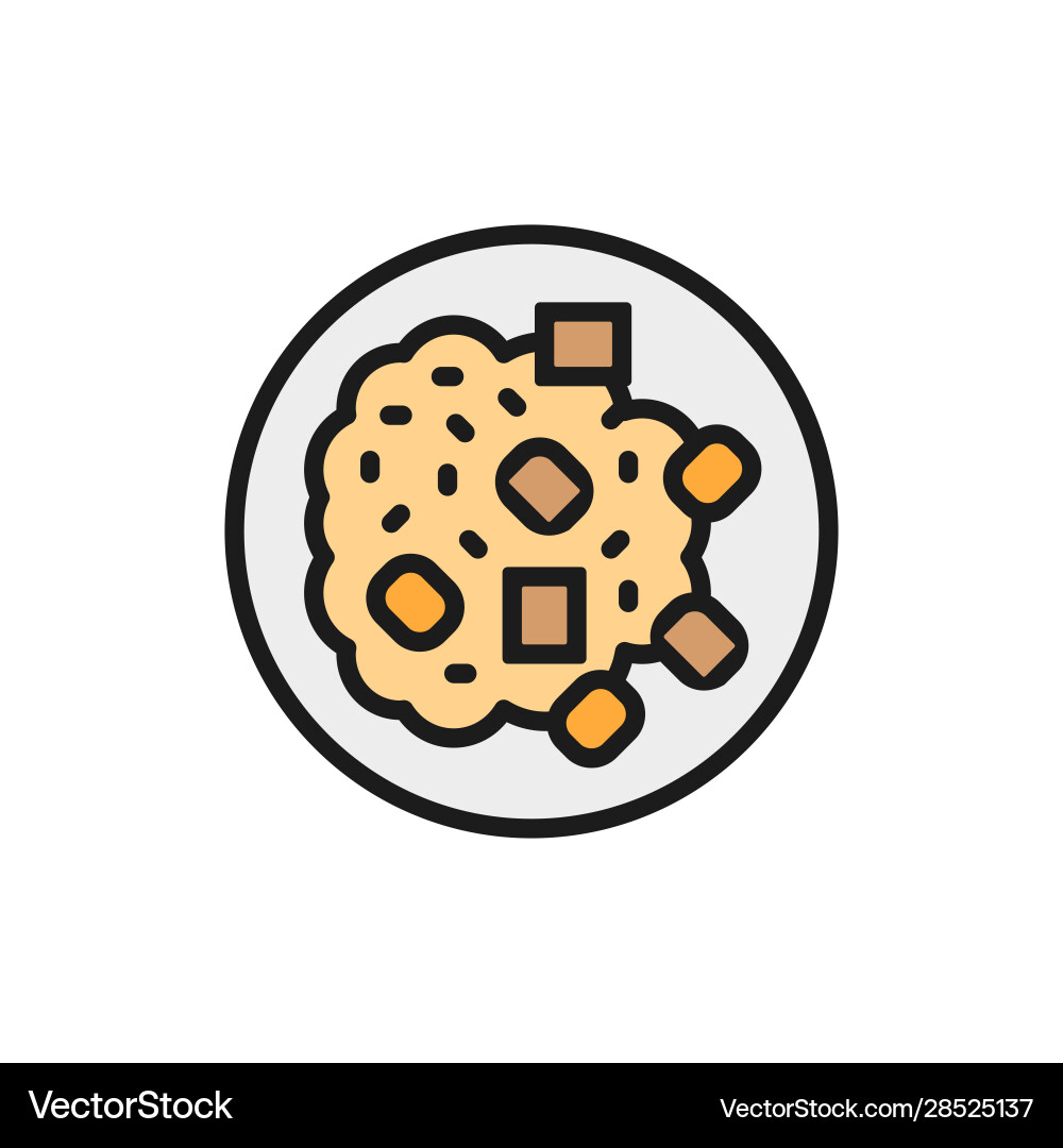Cuisine saudi arabia mansaf flat color line Vector Image