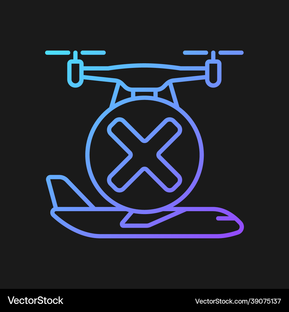 Dont fly near aircrafts gradient manual label Vector Image