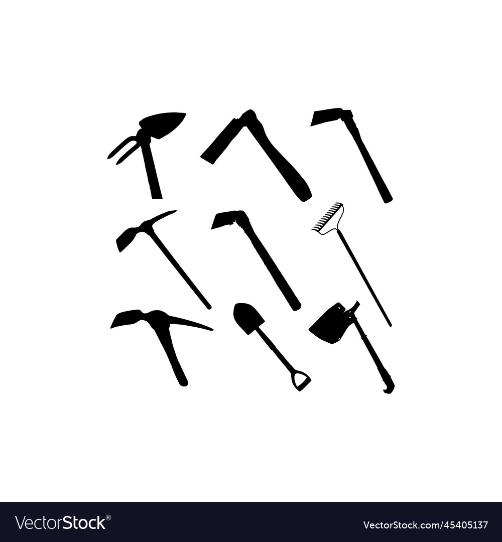 Hoe tools set creative design Royalty Free Vector Image