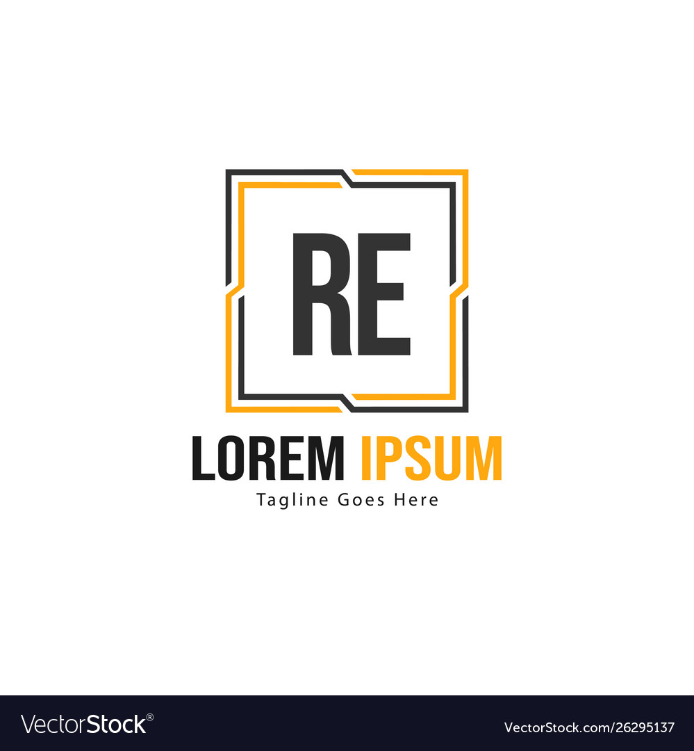 Initial re logo template with modern frame Vector Image