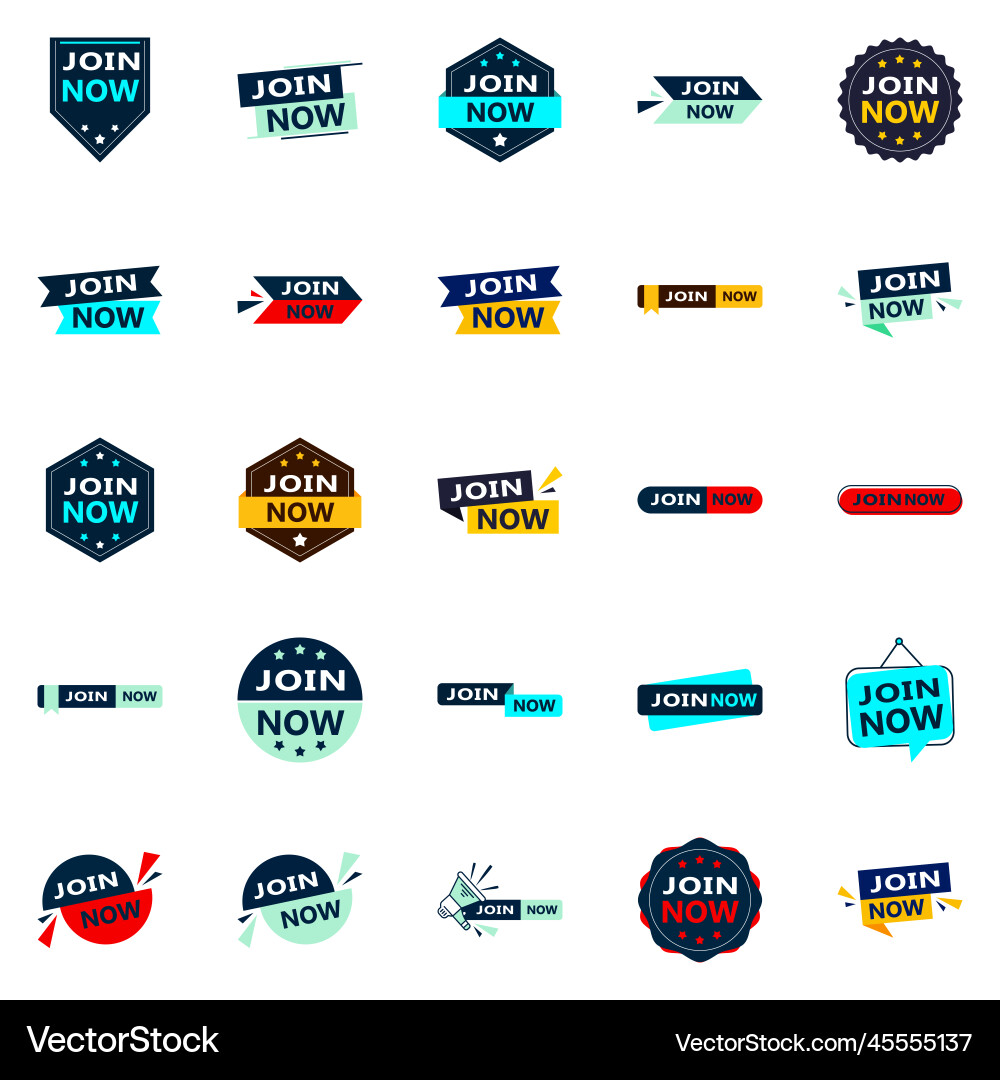 Join now 25 eye catching typographic banners Vector Image