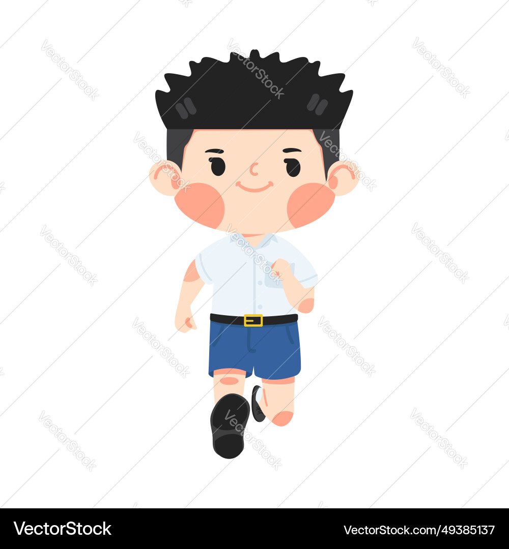 Kid boy student running children cartoon Vector Image