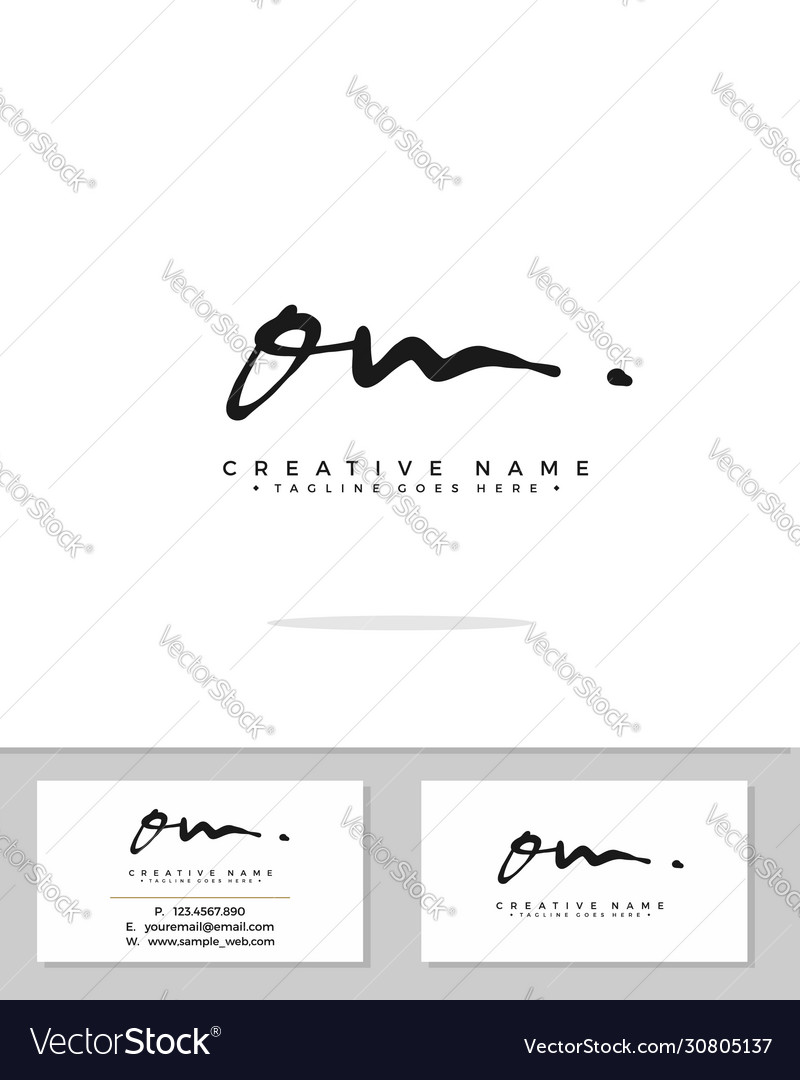O m om initial logo signature handwriting Vector Image