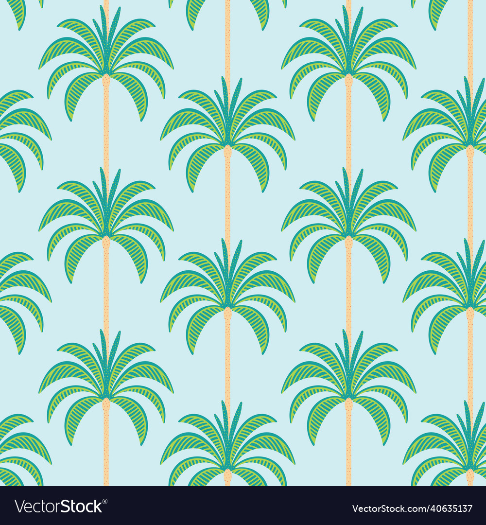 Palm Tree Pattern Tropical Exotic Palm Tree Plants Seamless Pattern.