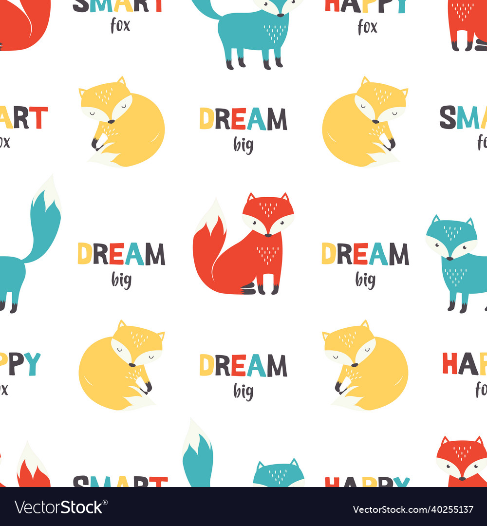 Seamless pattern with colored fox Royalty Free Vector Image