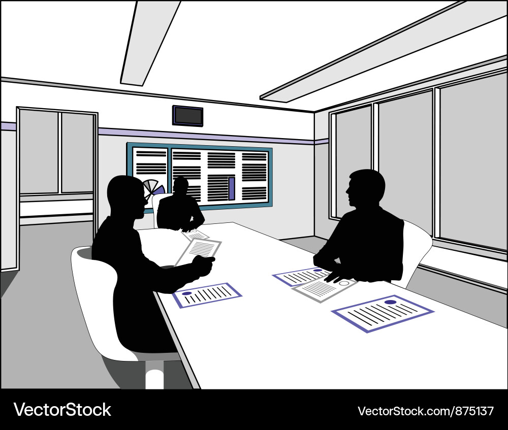 Three business people negotiate at the table Vector Image