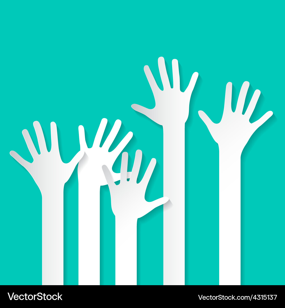 Voting hand - paper cut palm hands set on re Vector Image
