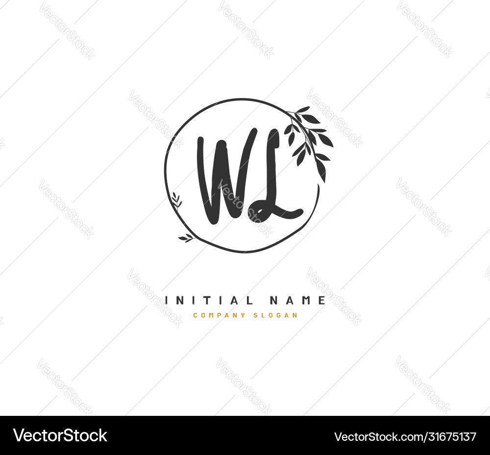 W l wl beauty initial logo handwriting Royalty Free Vector