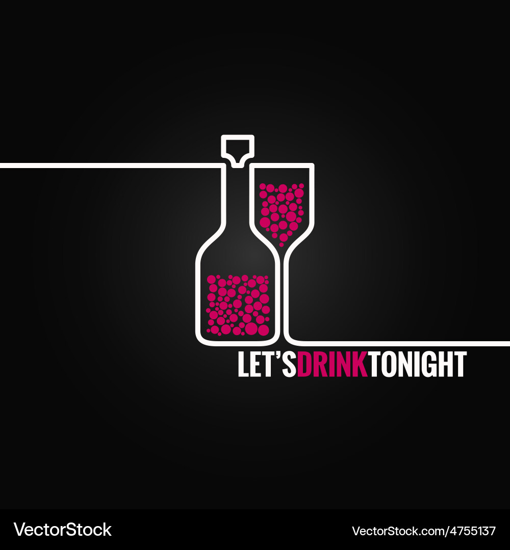 Wine bottle glass line design background Vector Image