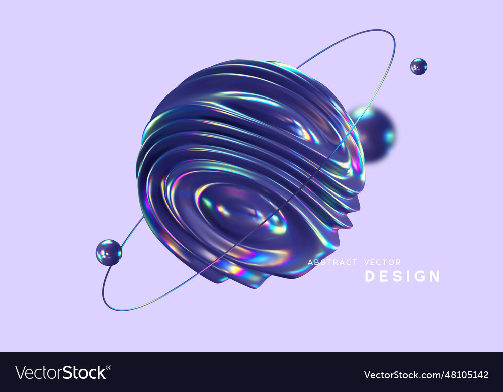 3d wavy sphere with ring and balls Royalty Free Vector Image
