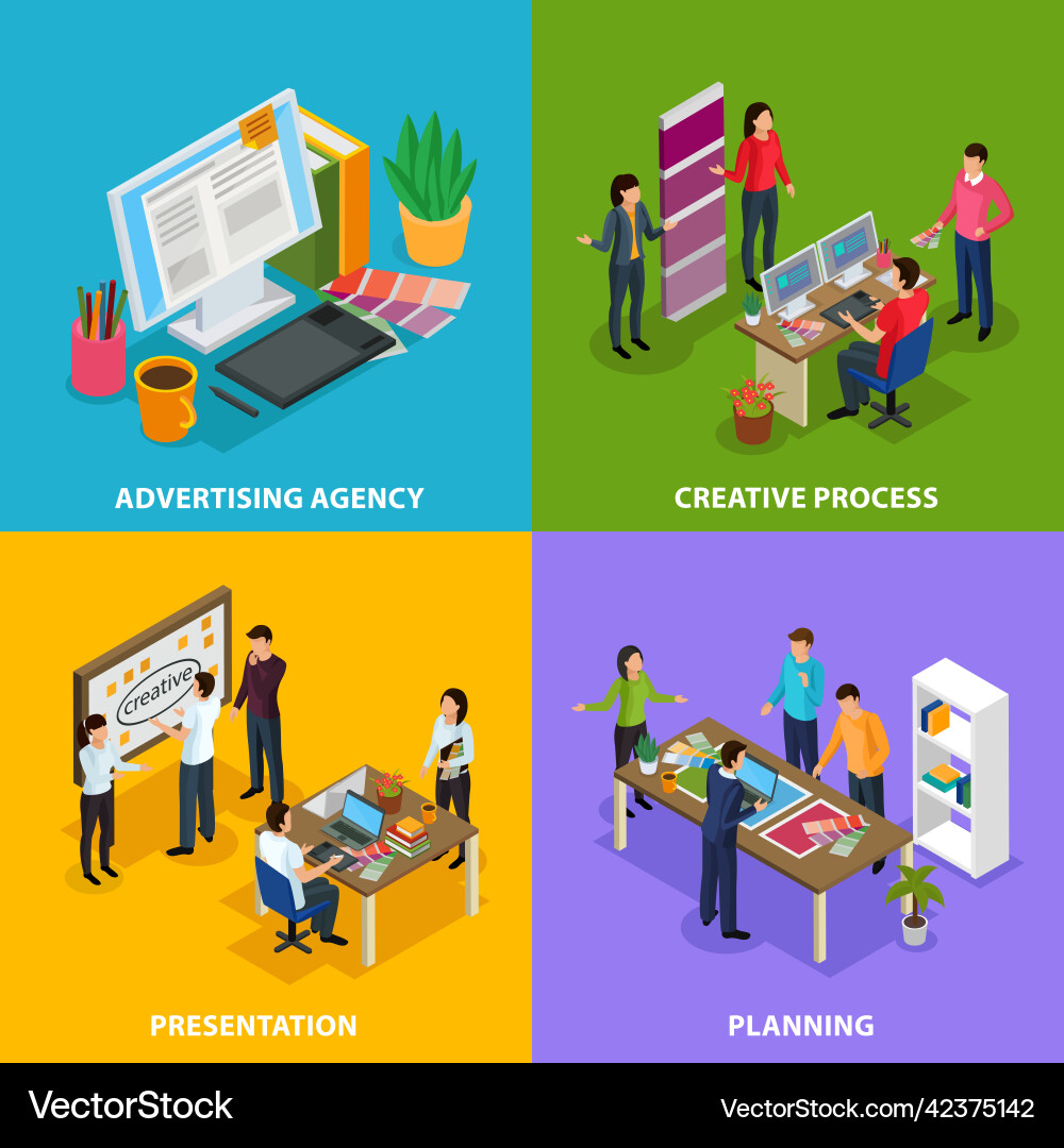 Advertising agency isometric design concept Vector Image